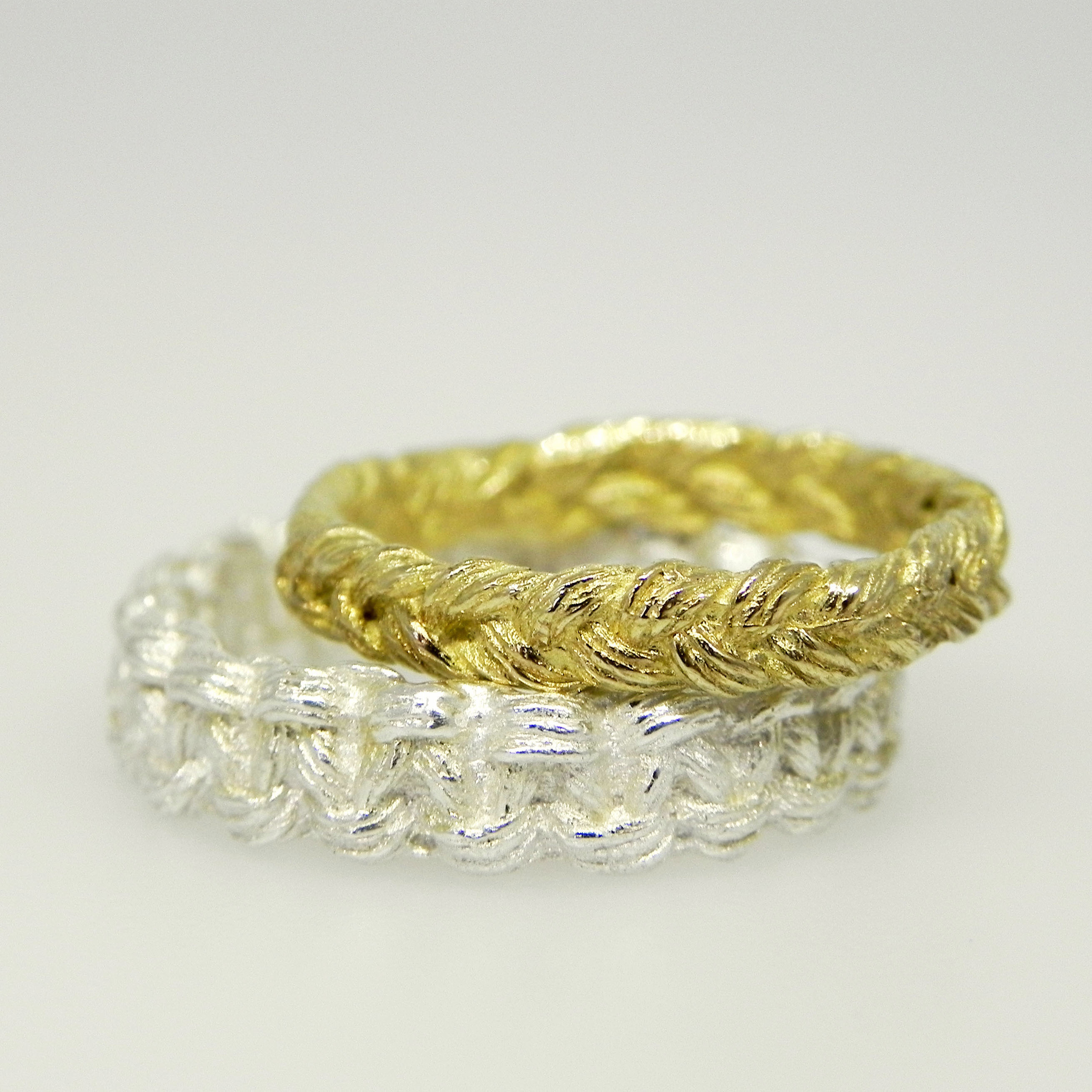 Braid & Square Knot Wedding Band Set