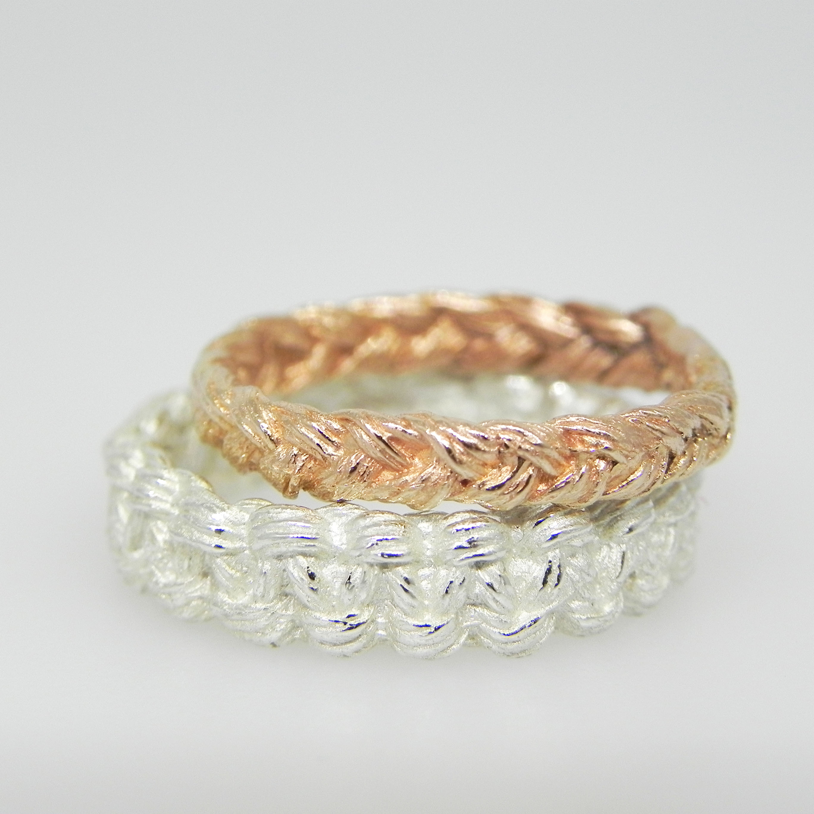 Braid & Square Knot Wedding Band Set