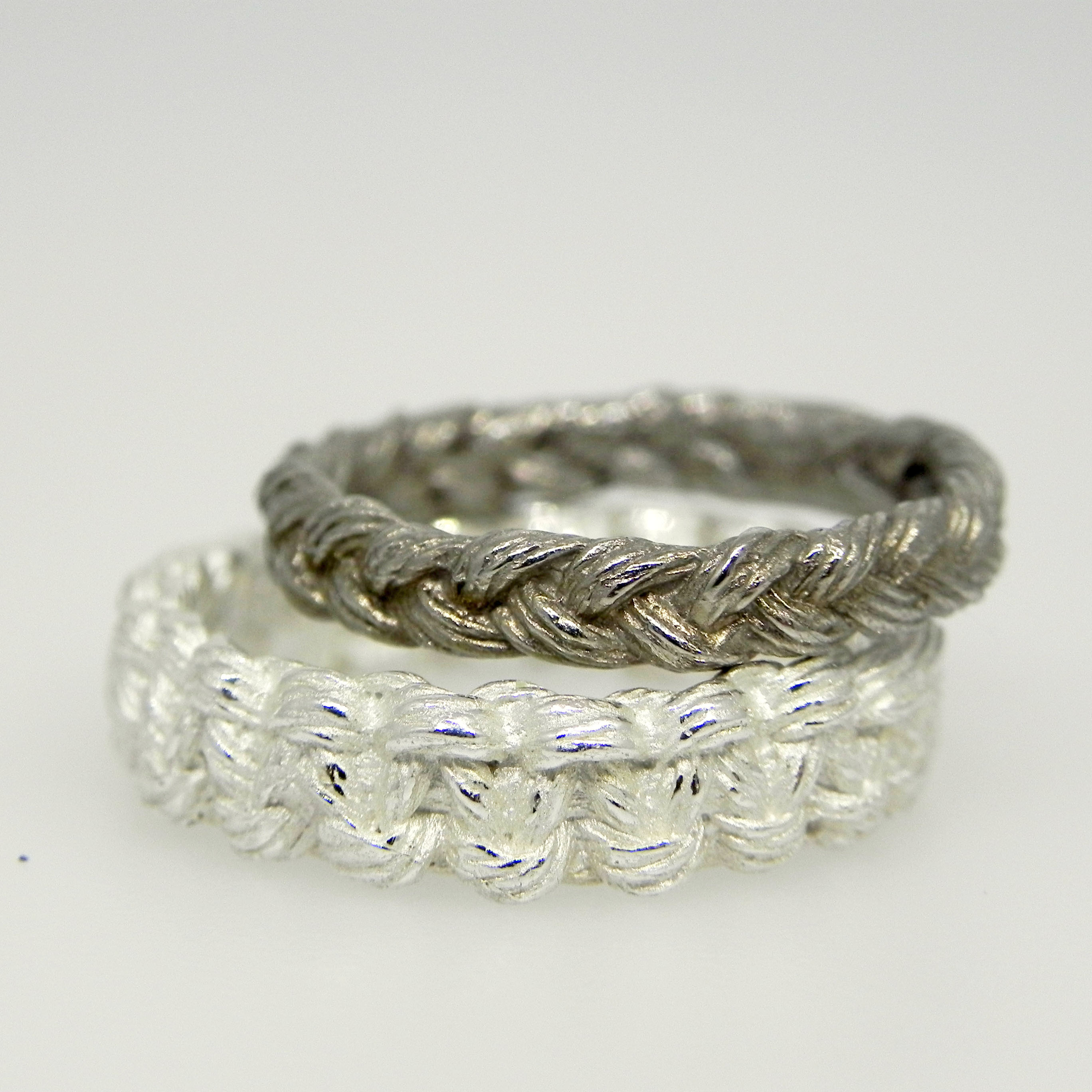 Braid & Square Knot Wedding Band Set