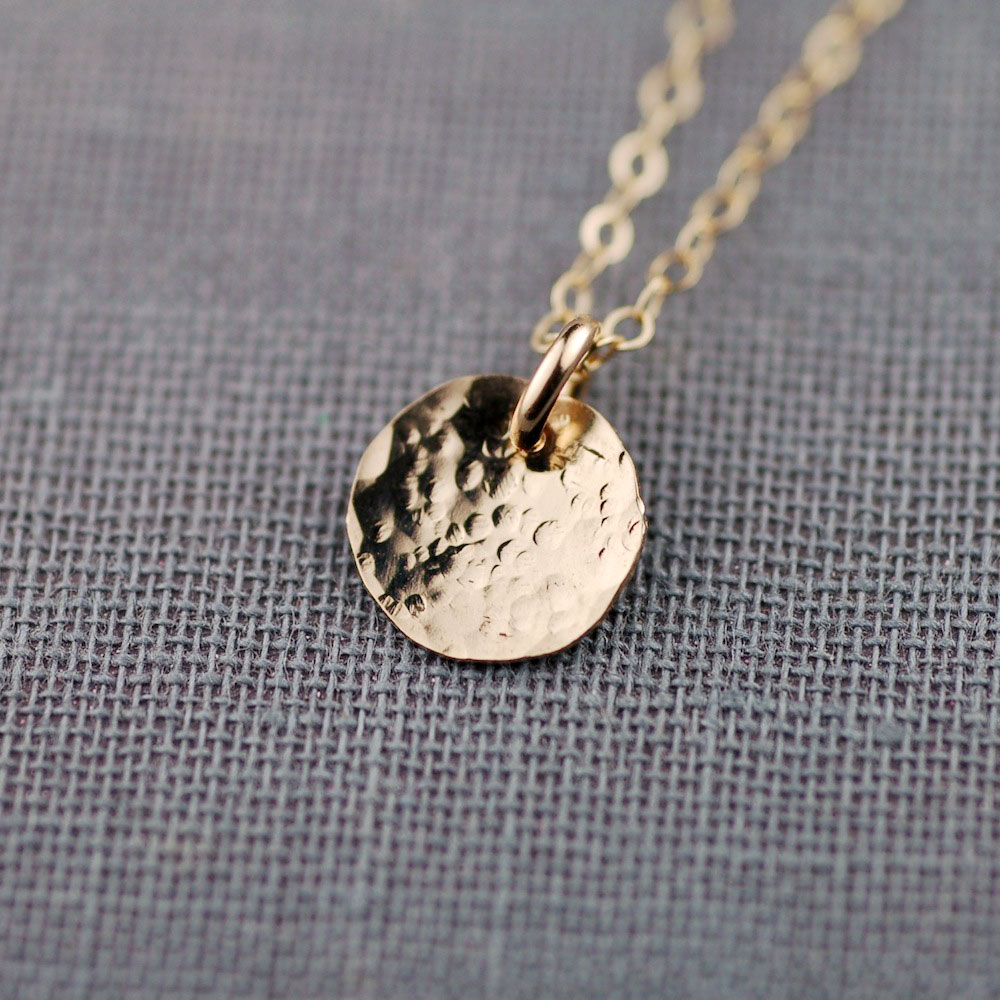 Solid 14K Gold Textured Necklace