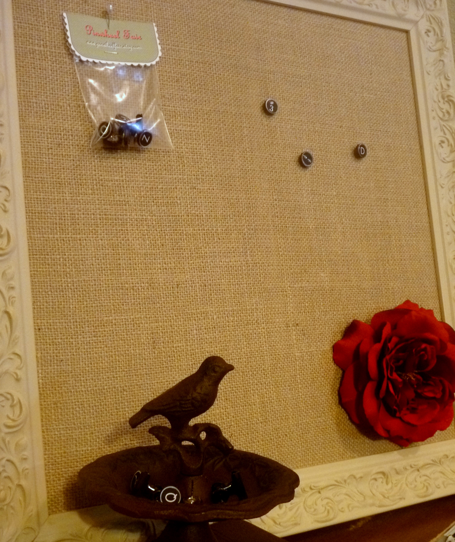 Burlap Pin Board 22 x 22 or Magnetic Chalkboard Framed Shabby Chic Memo ...