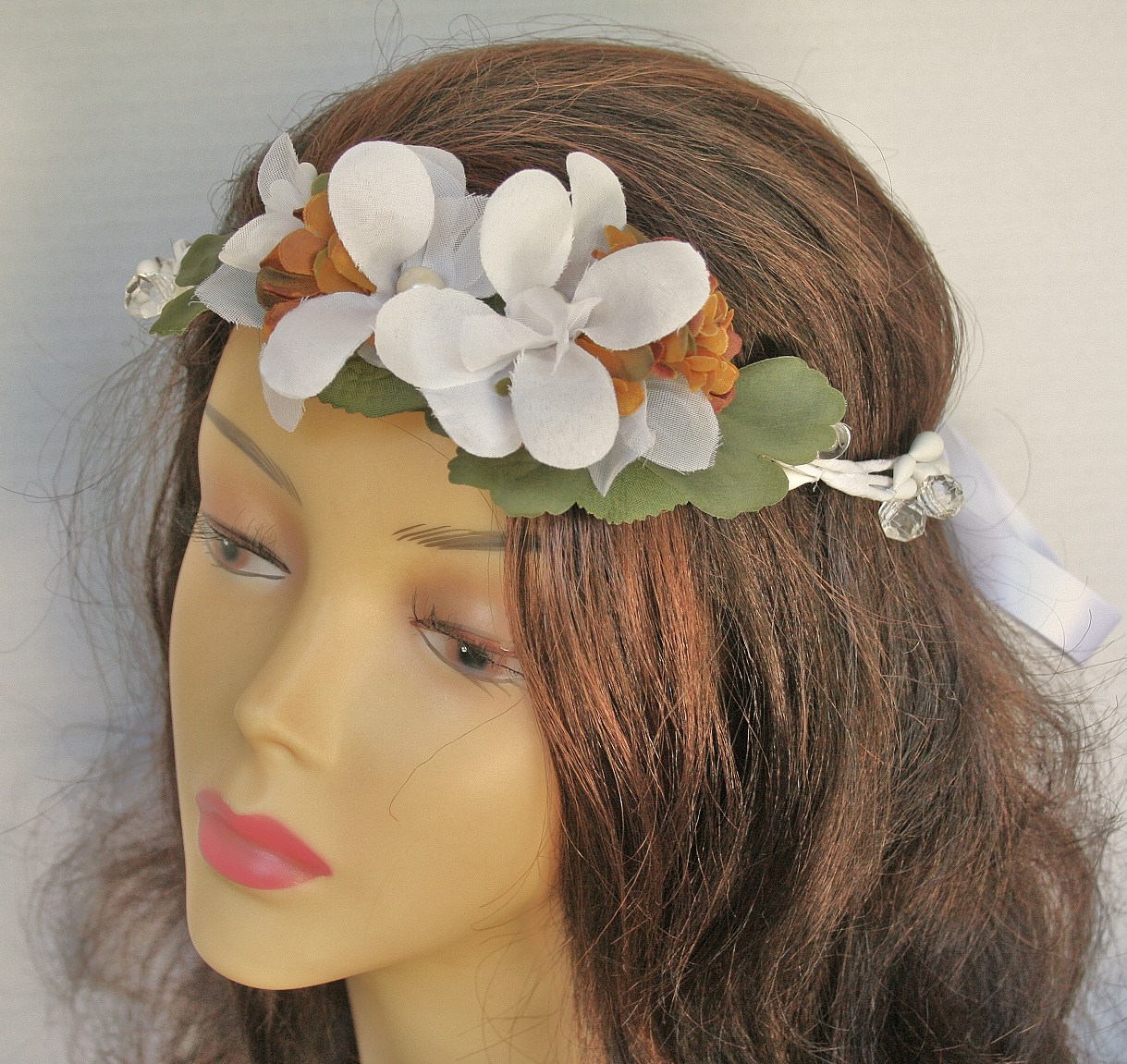 White Woodland Bridal Hair Wreath