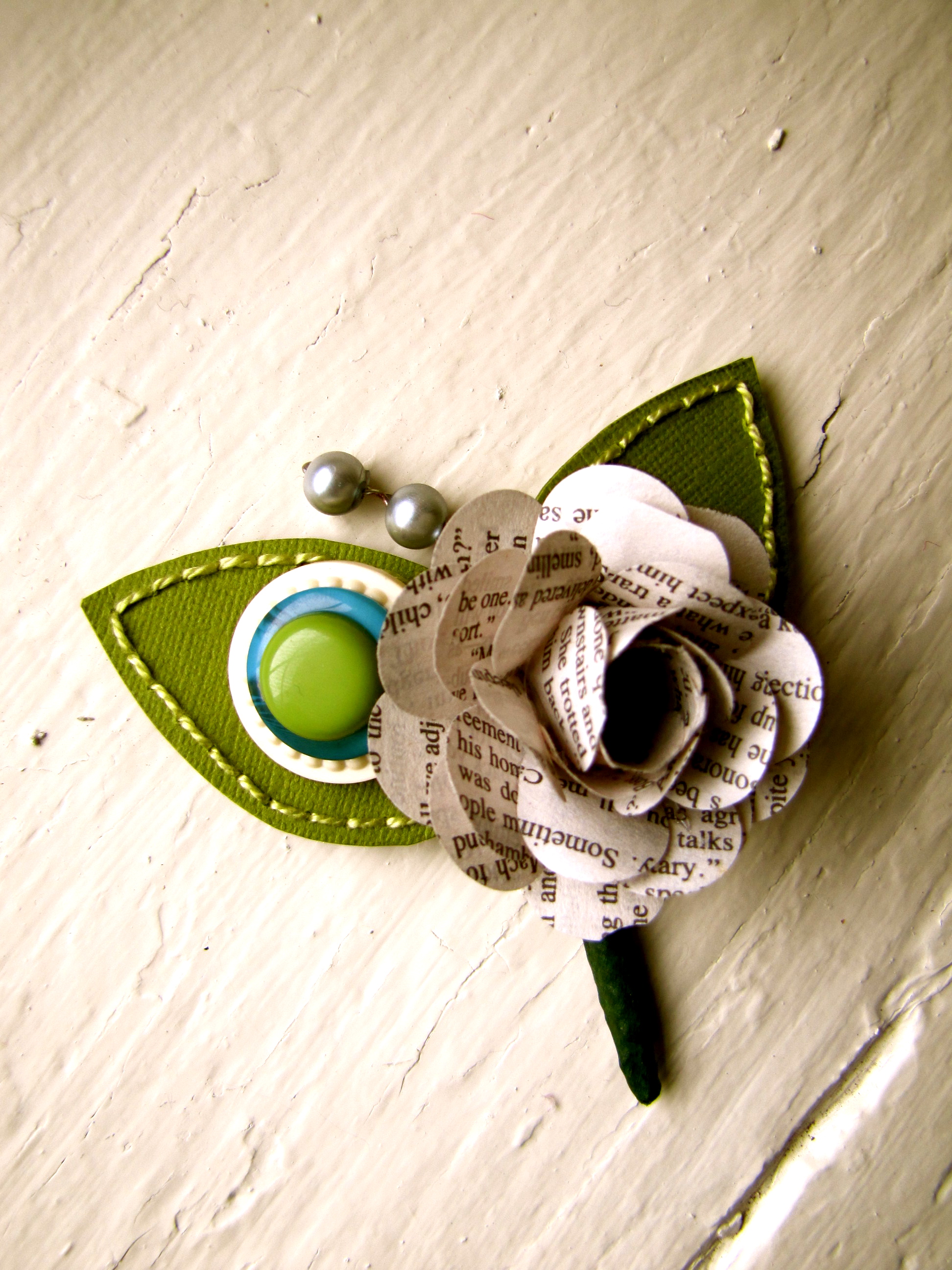 Paper Flower and Button Boutonniere