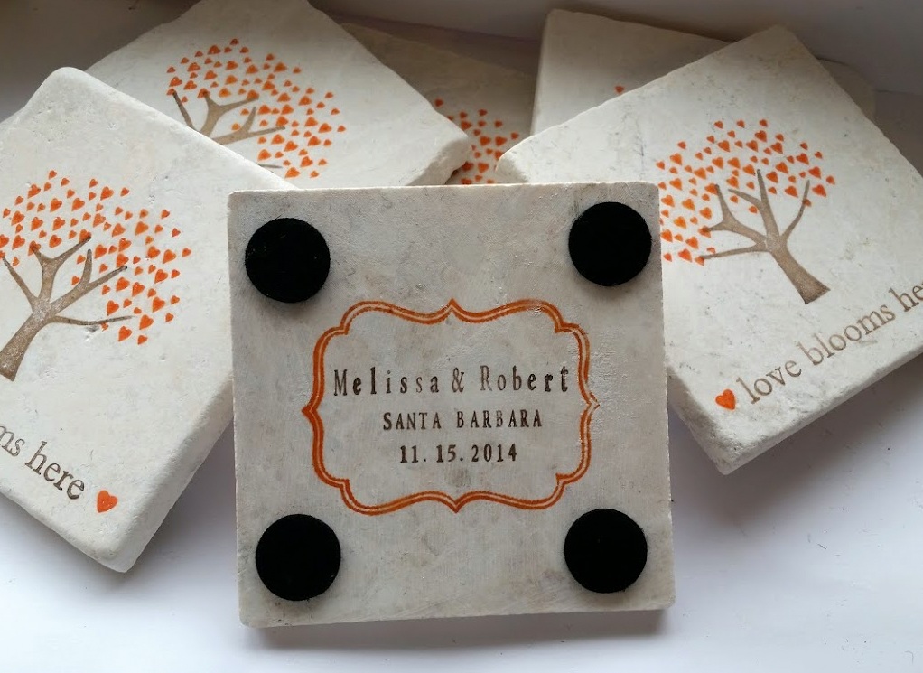 Personalized Heart Tree Coaster Favors