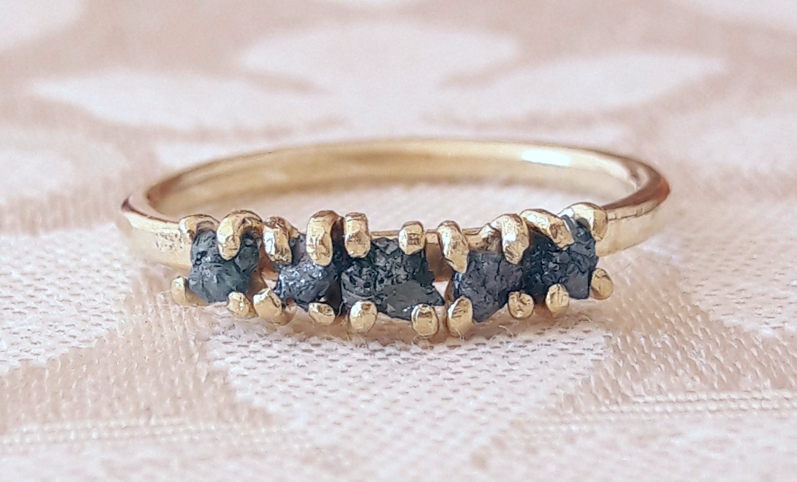 Five-Stone Rough Diamond and Solid Gold Band by Gaia's Candy