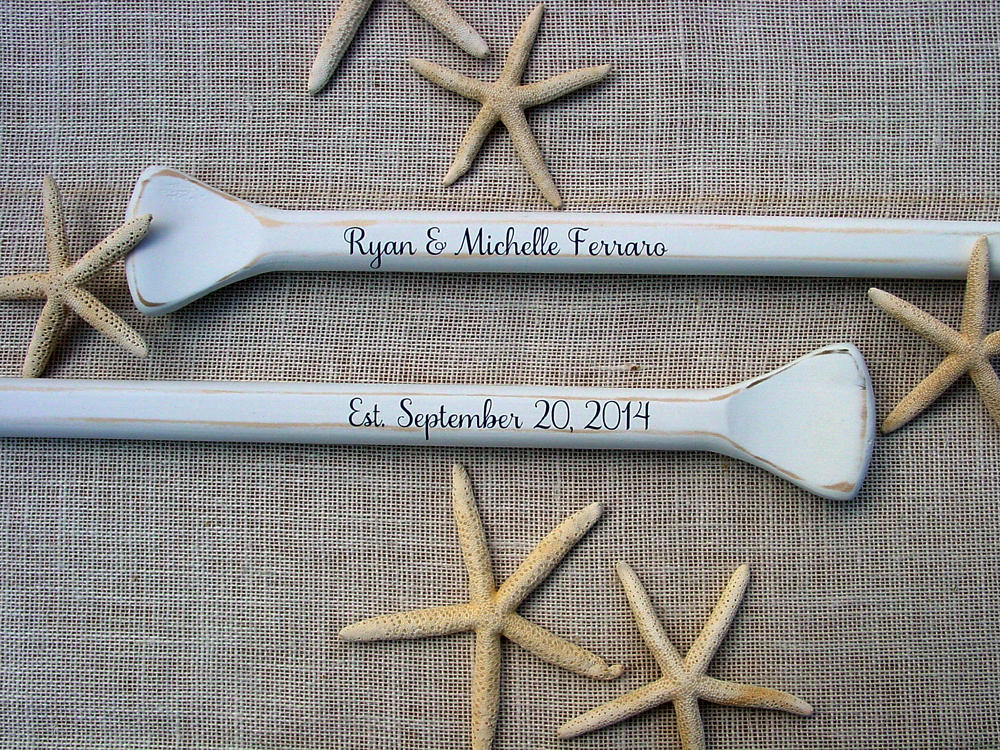 Personalized Painted 52" Paddles Nautical Wedding Guest Book Pair(2 ...