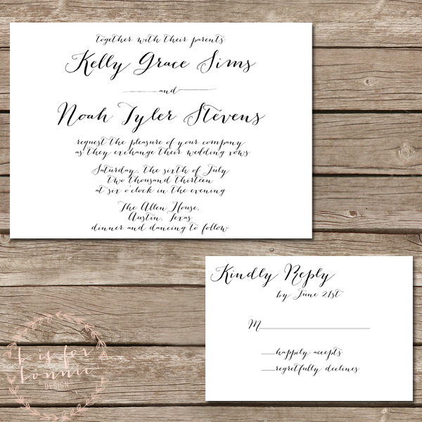 Rustic Calligraphy Wedding Invitation Suite