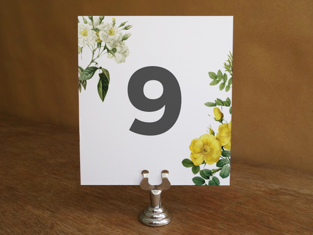 Printable Table Number - Botanical