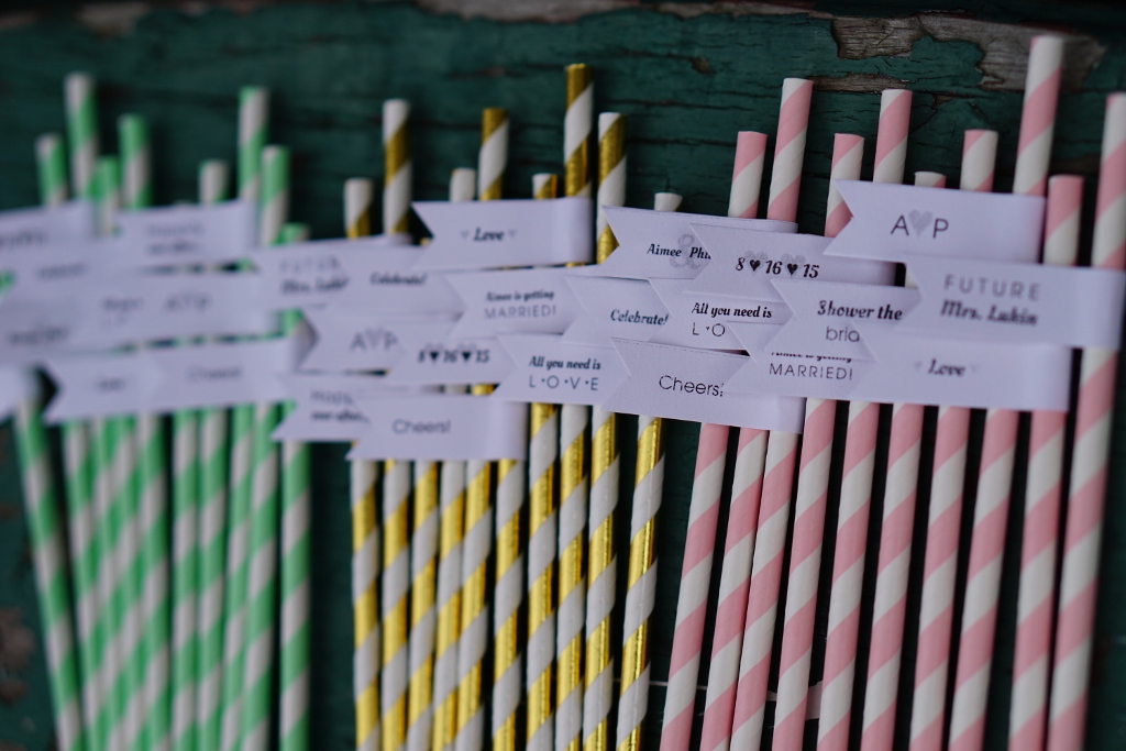 Custom Wedding Straws with Personalized Straw Flags