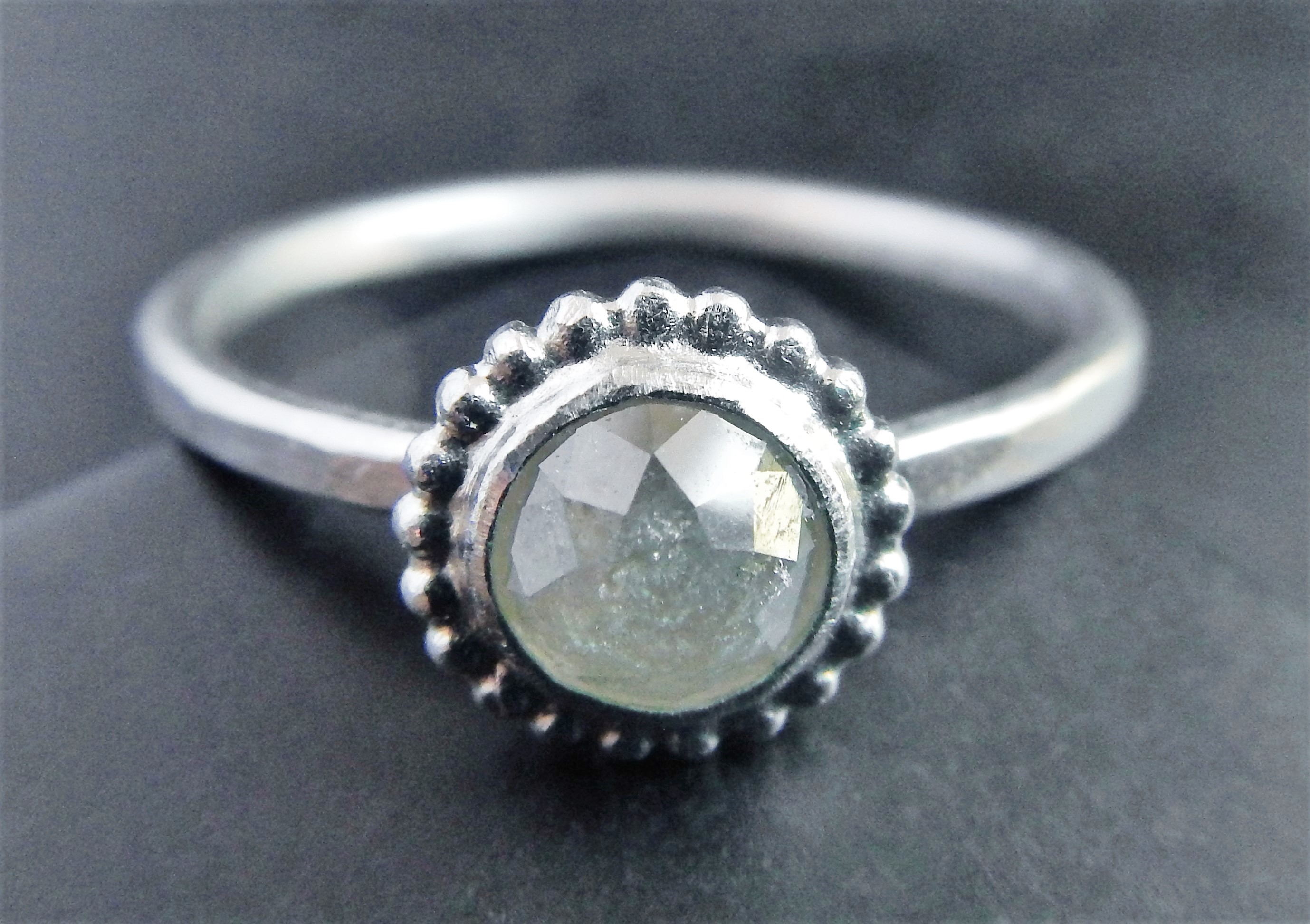 Gray Diamond and Sterling Silver Engagement Ring