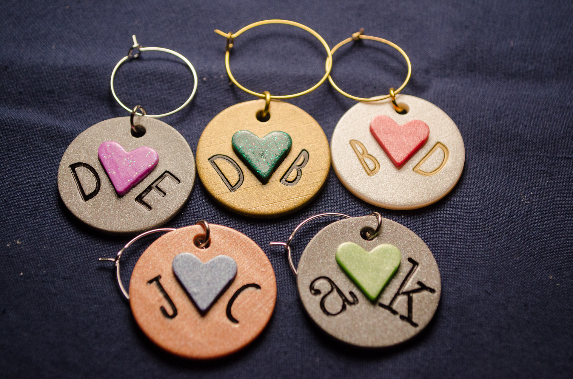 Sweethearts Personalized Wine Charm-Your custom initials