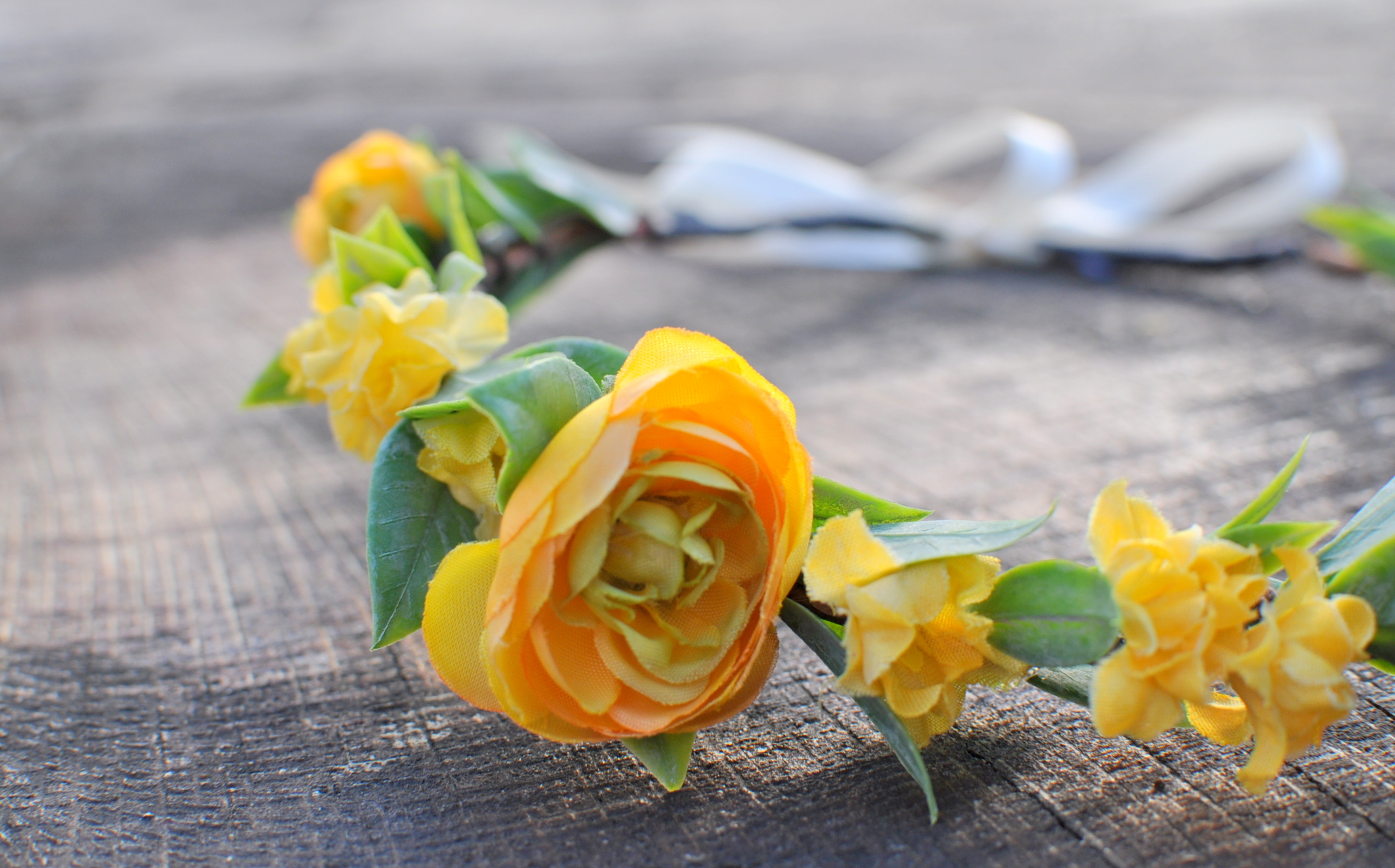 Golden Yellow Ranunculus Floral Crown, Wedding Crown