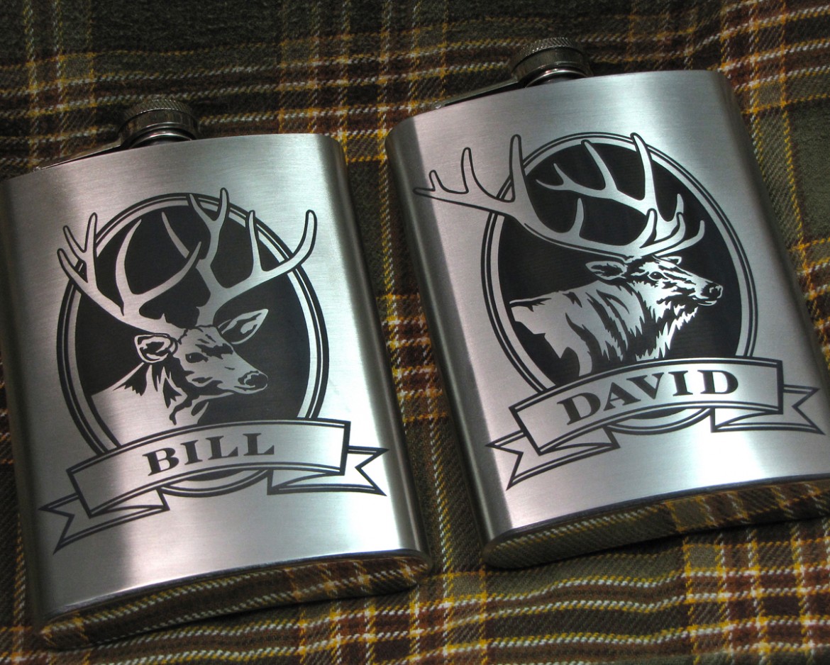 Elk and Deer Groomsmen Flasks
