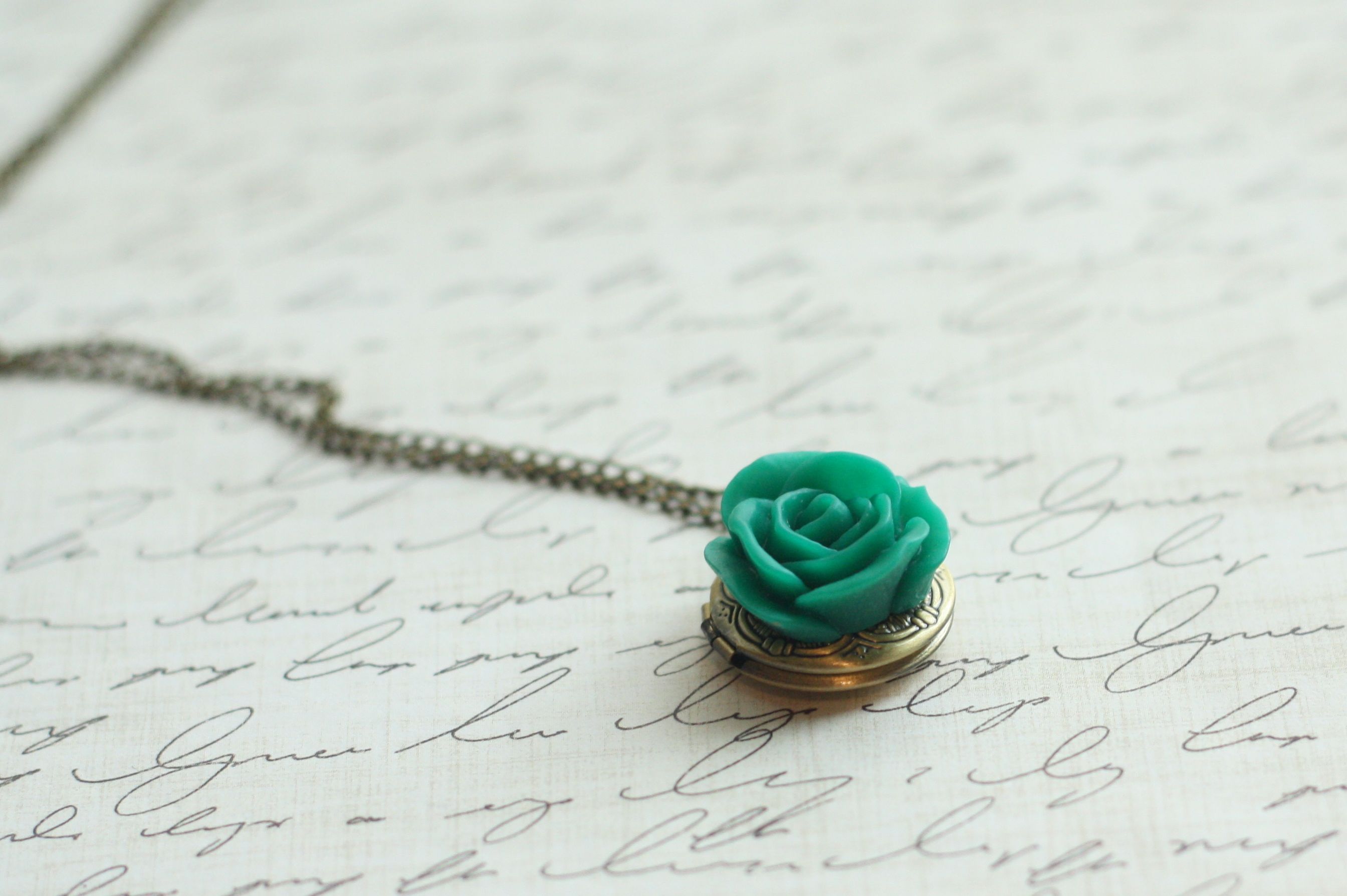 Emerald Green Bridesmaid Locket - Pick from 11 Rose Colors - Flowergirl ...