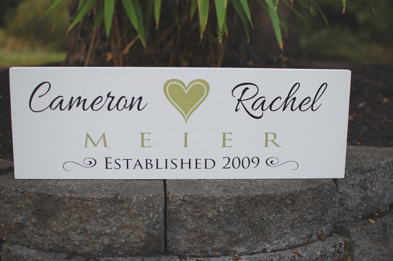 Custom family sign with first names and heart, last name and ...
