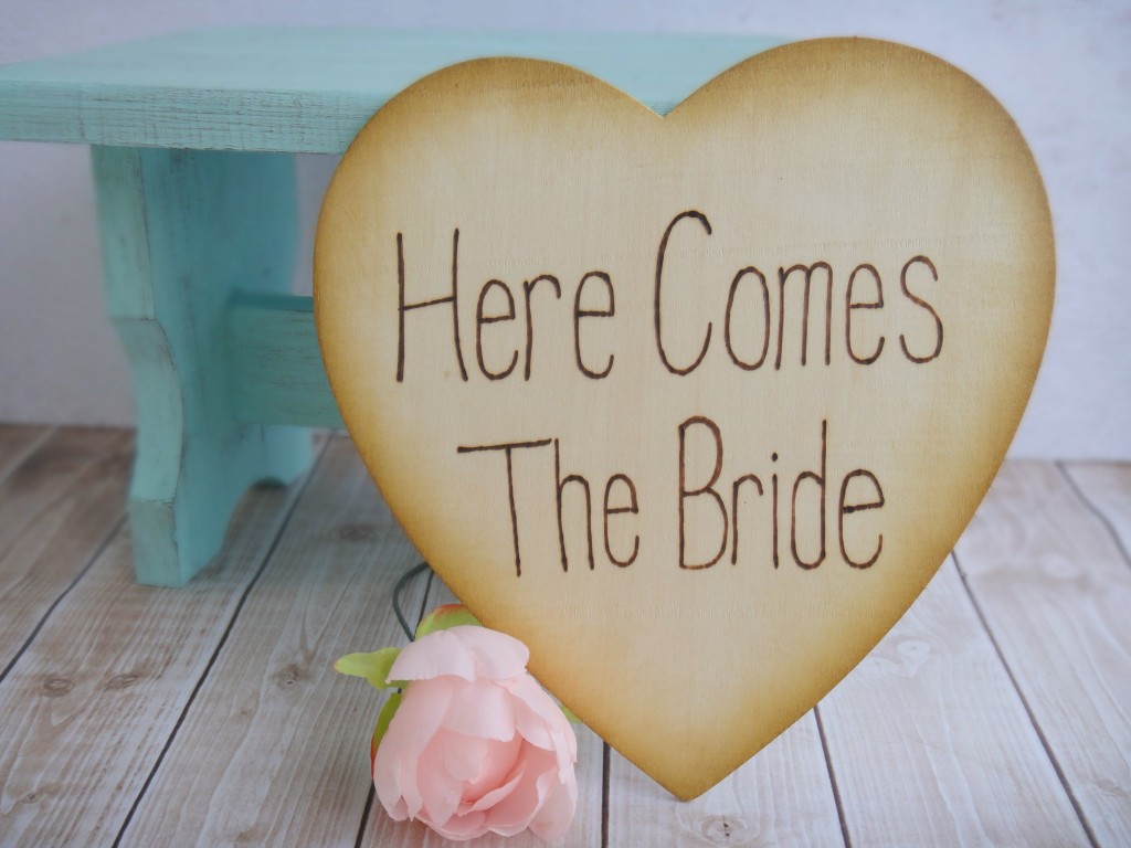 Engraved Here Comes the Bride