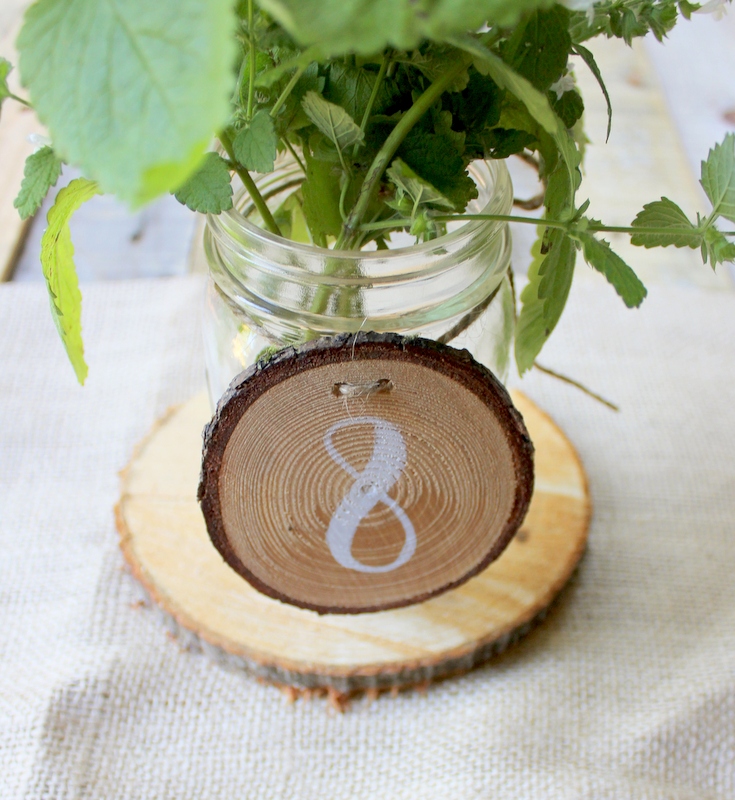 Wood Round Table Numbers with Bark