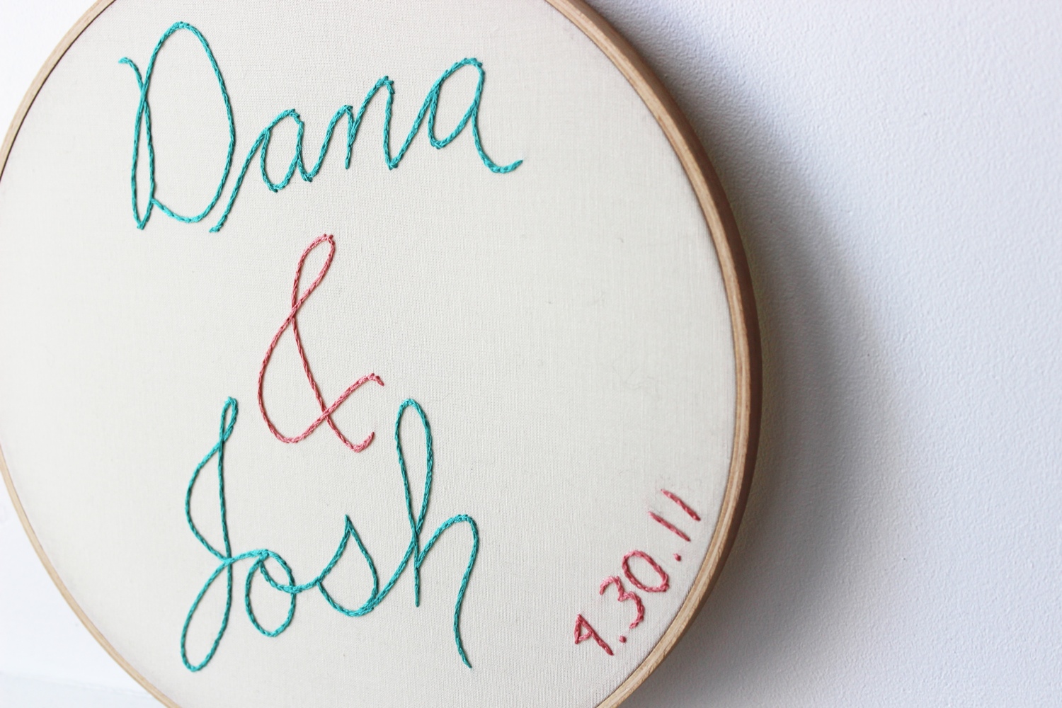 Embroidered Bride and Groom names with Wedding Date sign