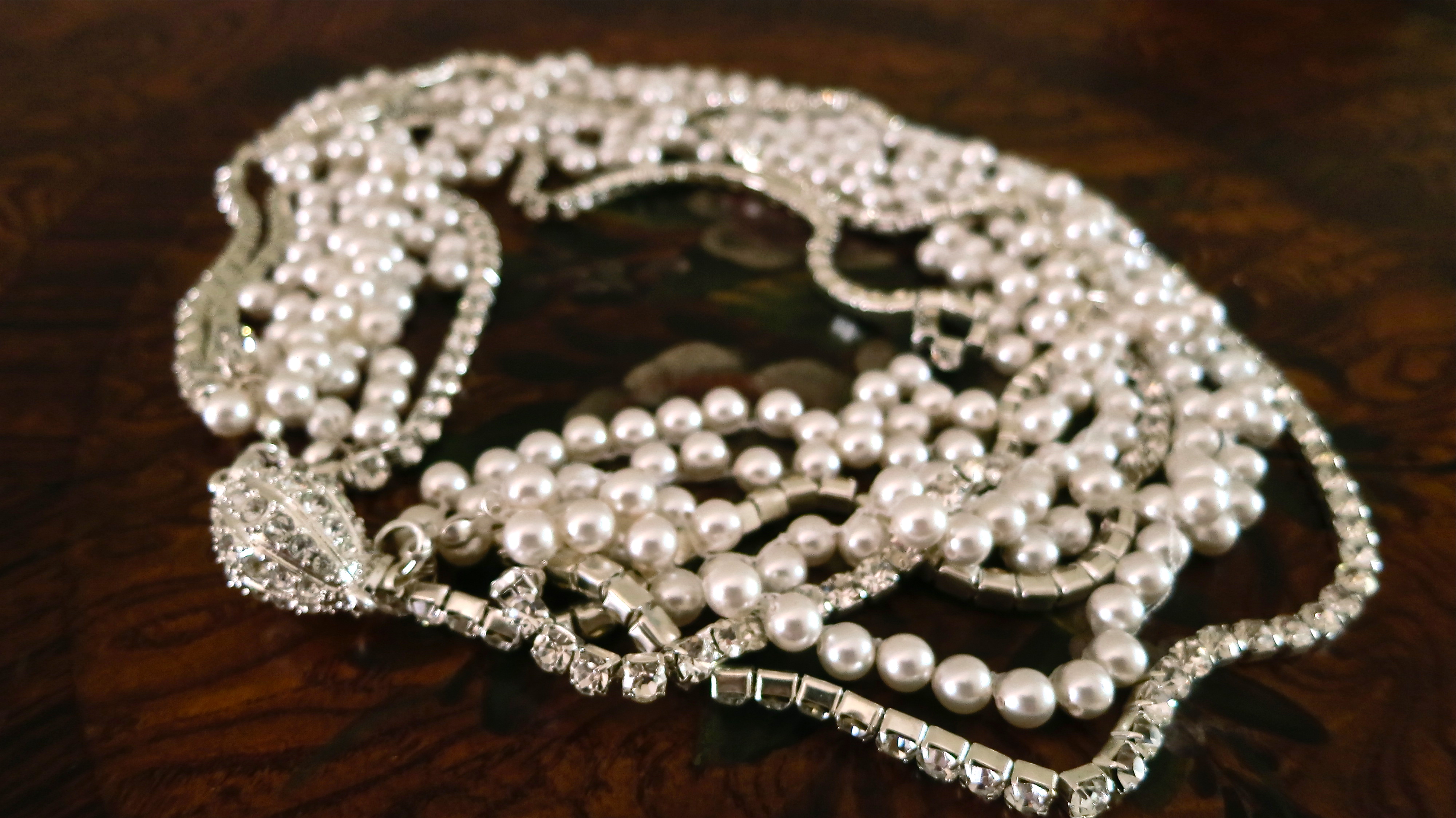 Pearl Chunky Bridal Rhinestone Necklace