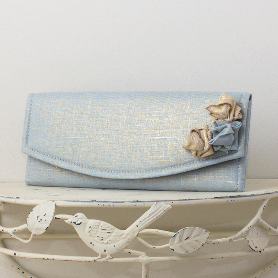 Something Blue - Wedding Envelope Clutch - Powder Blue and Gold ...
