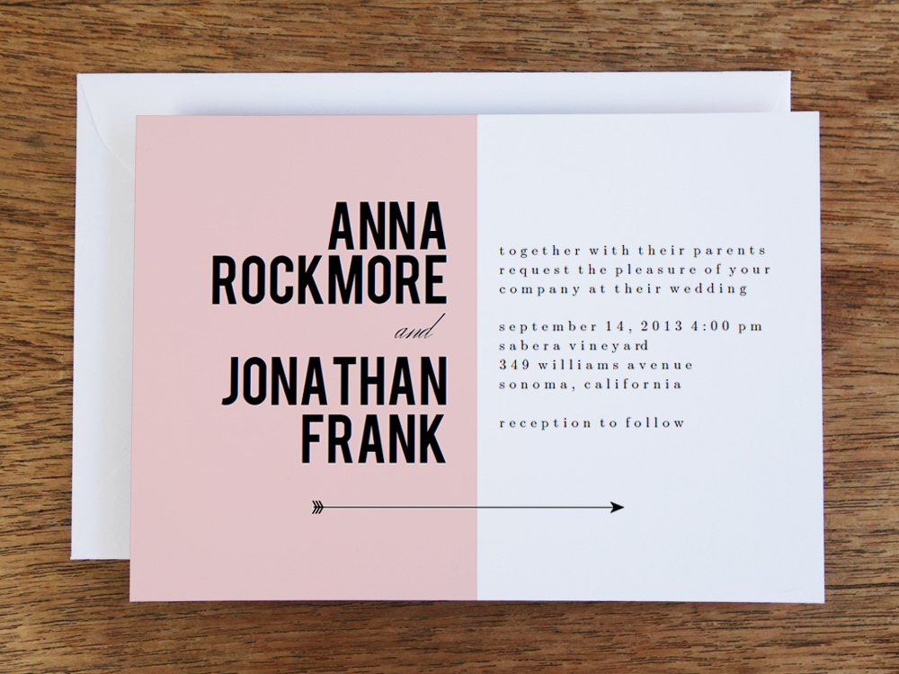 Printable Wedding Invitation - Pink Block