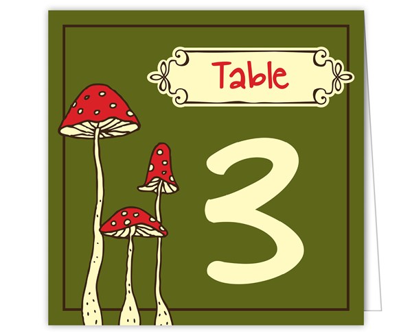 Green Red Mushroom Table Numbers
