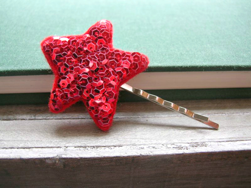 Ruby Stardust Sequin Star Hair Pin