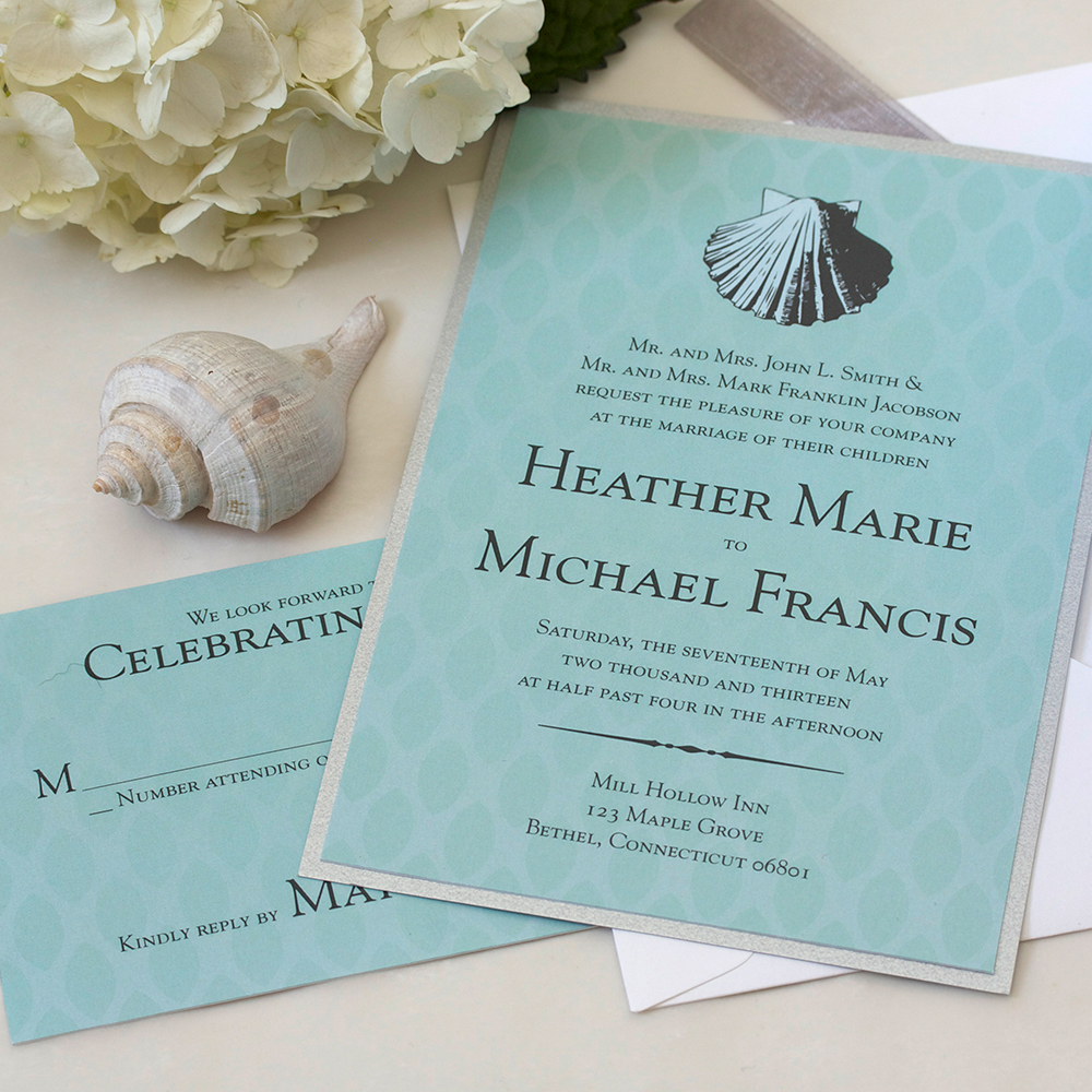 Vintage Sea Shell Wedding Invitation