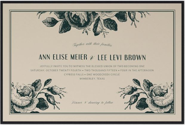 Wood Block Roses Invitation, rustic wedding invitation, vintage wedding ...