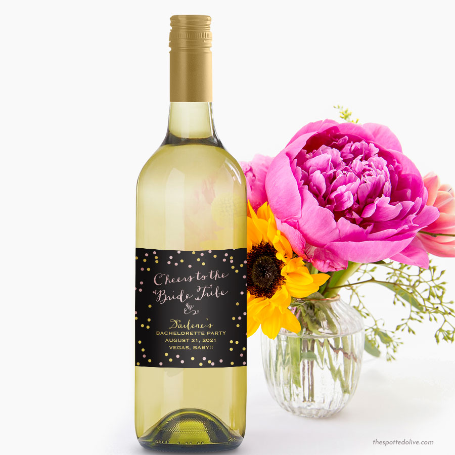 Black Gold & Pink Confetti Bachelorette Party Wine Labels by The ...