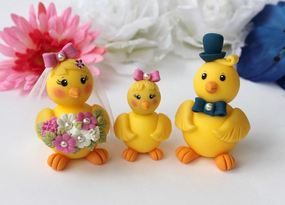 Wedding cake topper, love bird cake topper, cute cake topper, chick ...