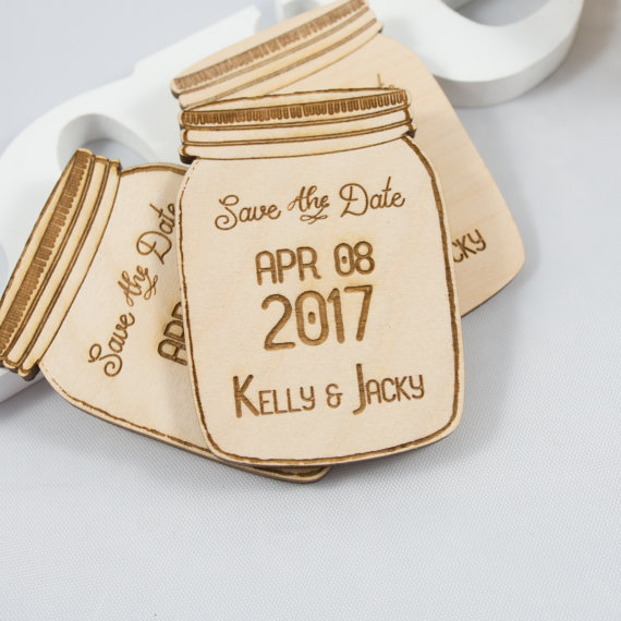 Save the date Magnet - Wood Magnet - Mason Jar Magnet - Wedding Magnet ...