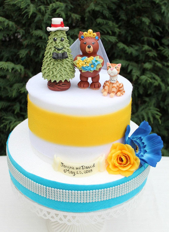 cute cake topper, wedding cake topper, custom cake topper, hand made ...