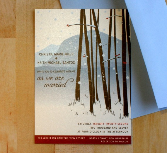 winter forest wedding invitation