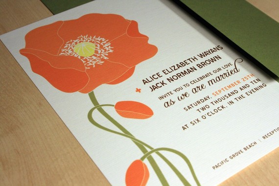 poppy wedding invitation