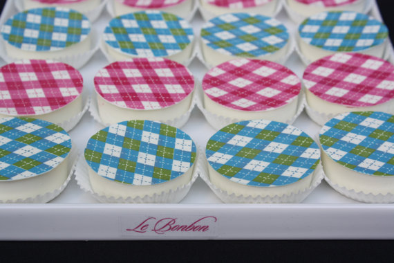 Pink and Blue Argyle Chocolate Covered Oreos
