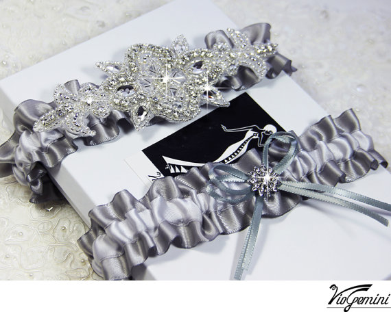 Heirloom Rhinestone bridal garter set