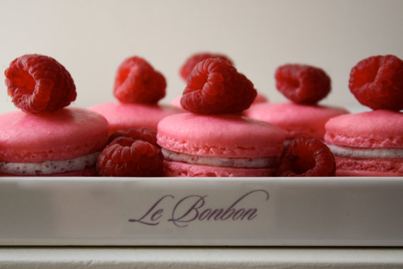Hot Pink Raspberry White Chocolate Ganache French Macarons