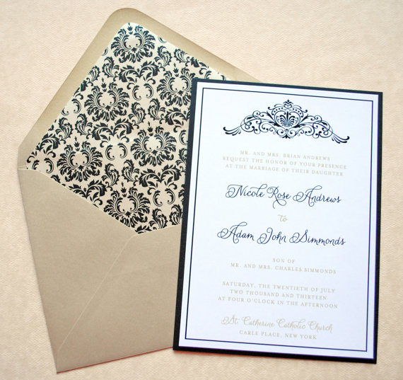 Regal Damask Wedding Invitations