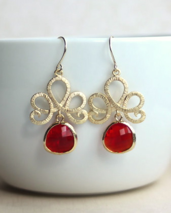 ruby red filigree scroll gold wedding