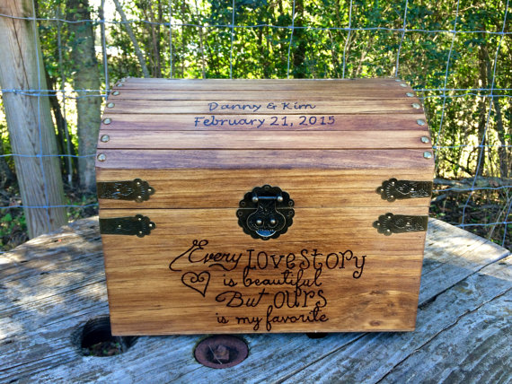 Our love story personalized wedding card chest