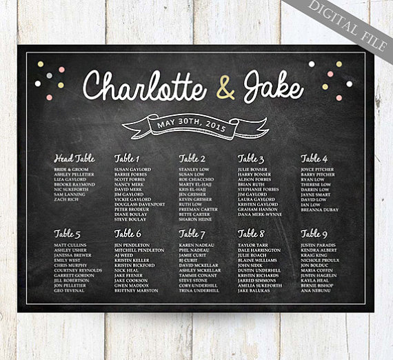 Chalkboard Seating Chart Idea - Any color