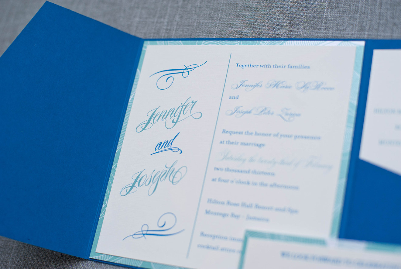 Beach Wedding Invitation - Pocket Invitation - Cobalt Blue - Jennifer ...