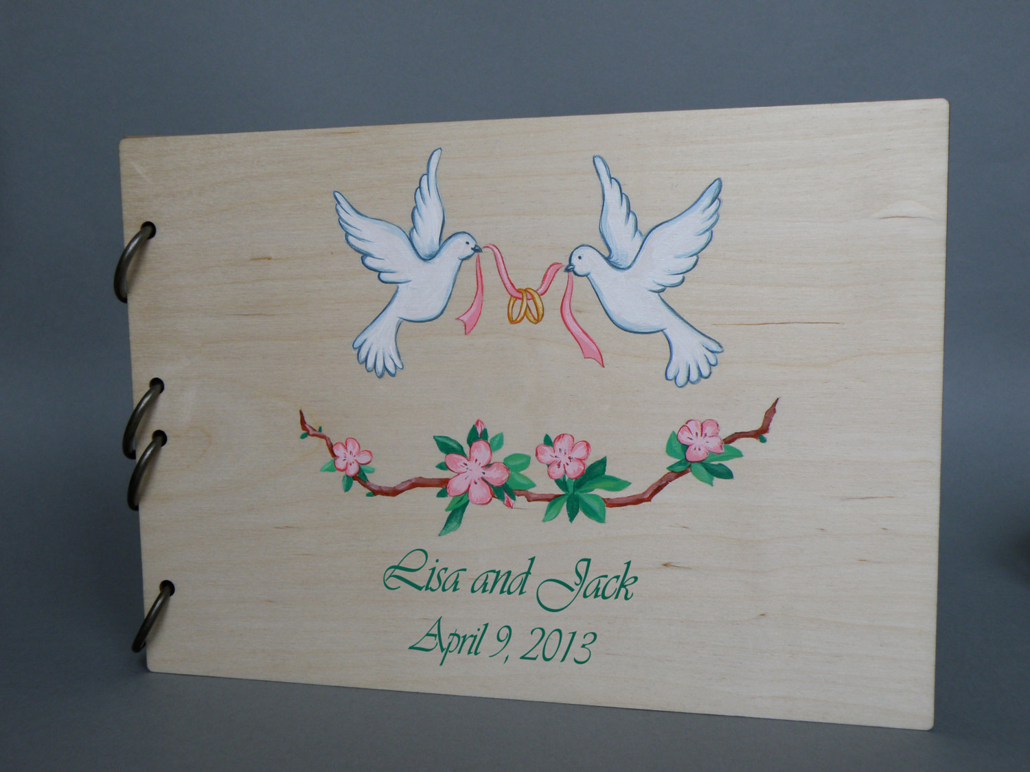 Wedding wooden guest book Hand painted Bridal shower engagement ...