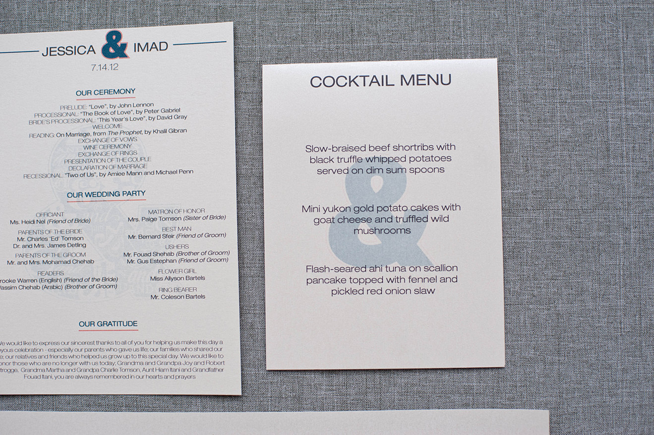 Ampersand Small Menu - Jessica and Imad