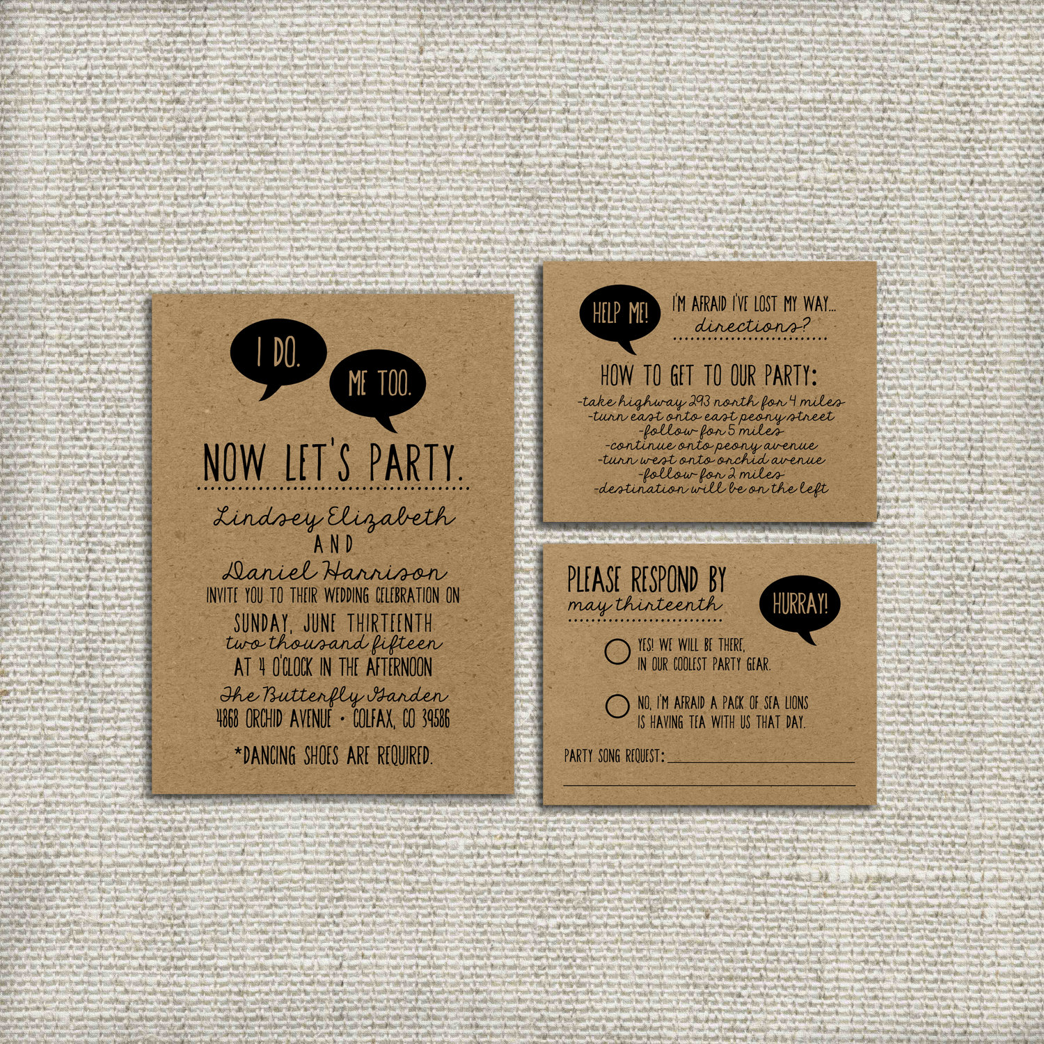 Kraft Wedding Invitation Set