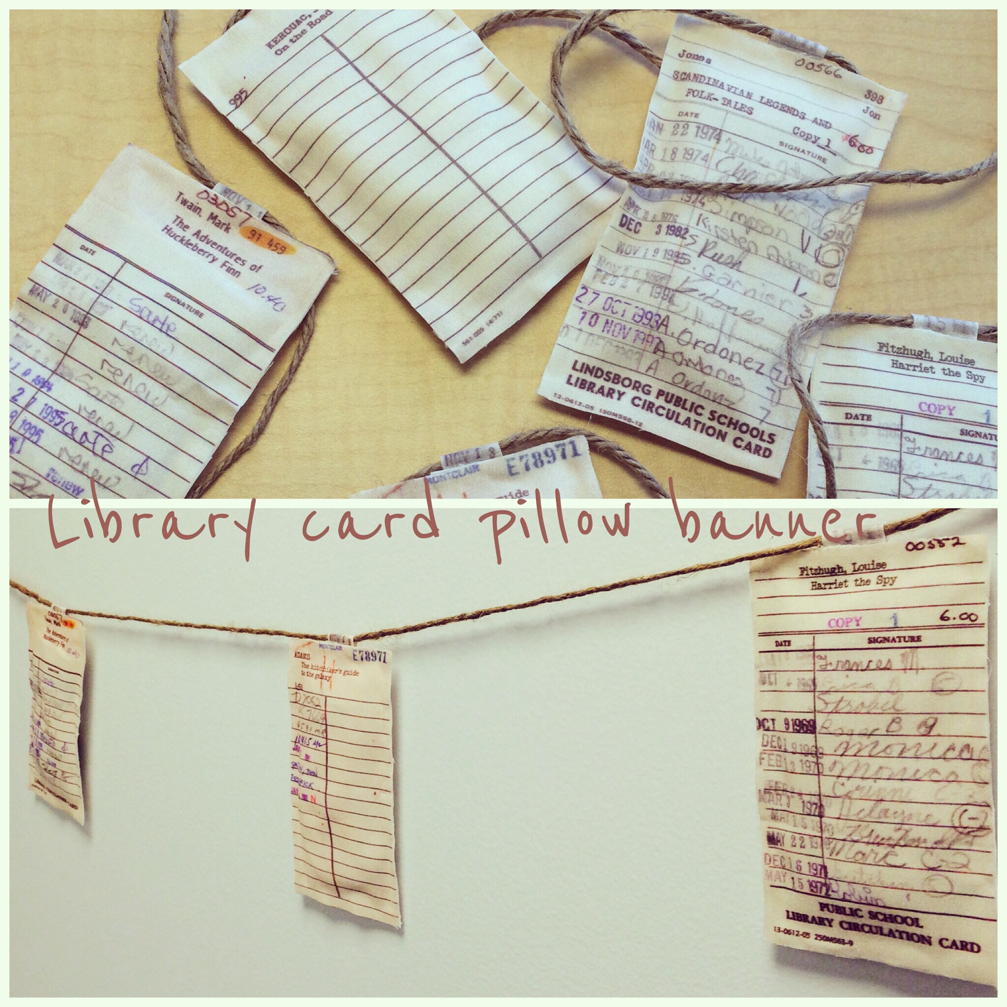 Library Card Banner, Fabric Vintage Library Cards!