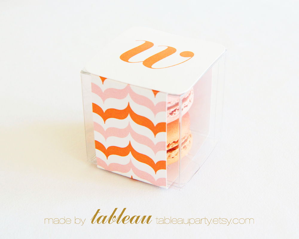 Customizable Wavy Chevron Favor Box Kit with Personalized Labels