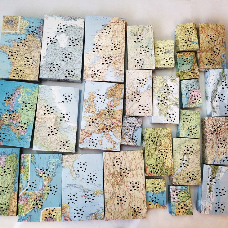 Map Luminary Bags, Custom Country, Travel Luminaries, Wedding Lanterns