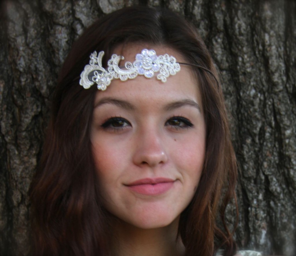 Beaded Lace Headpiece, Bohemian Headpiece, Rustic Chic, Headband, Lace ...